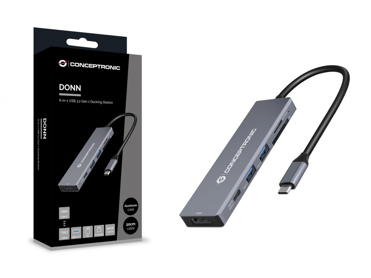 HUB CONCEPTRONIC 6in1 USB-C 100W Multiportas | nanoChip