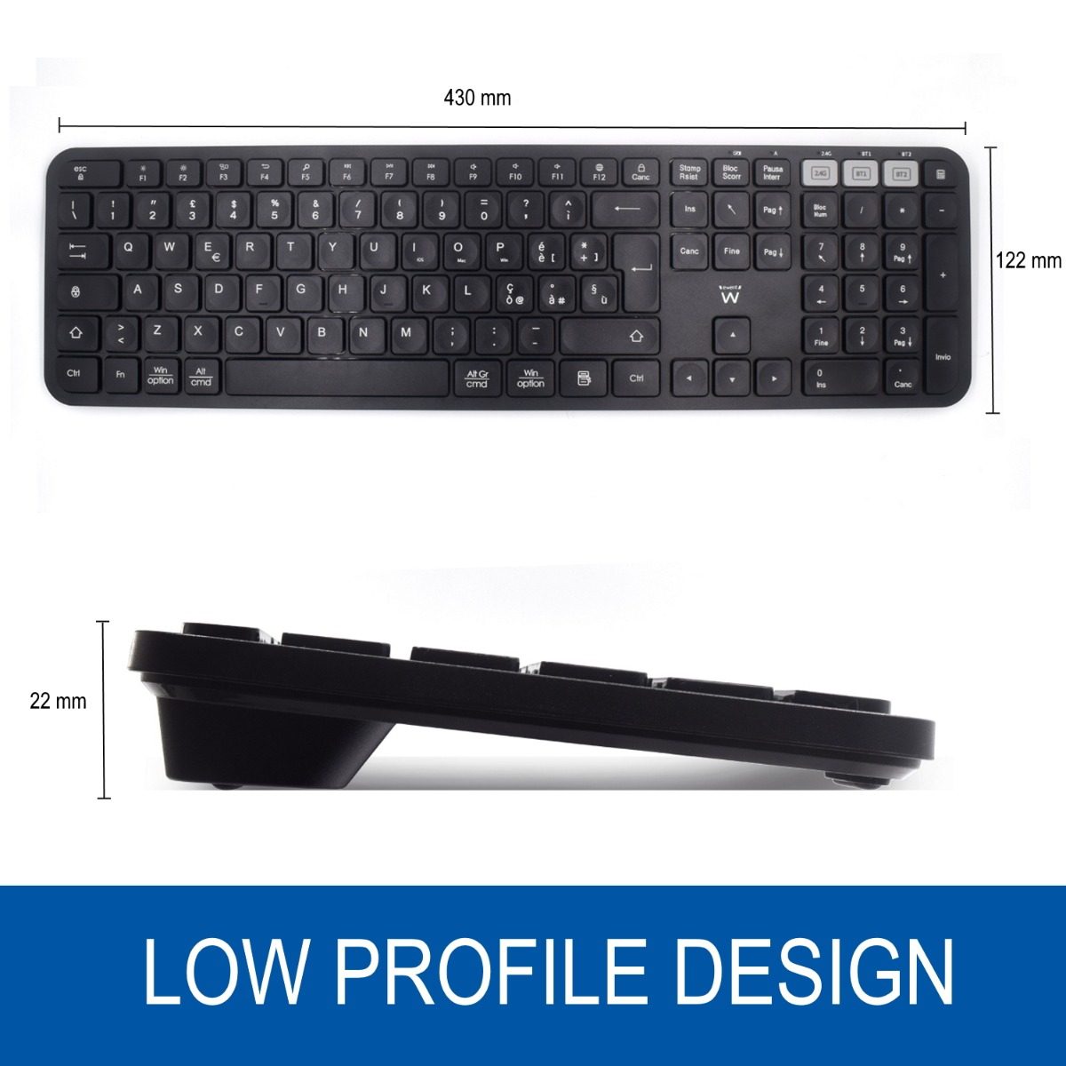 Teclado EWENT EW3277 Multiconexão Wireless/Bluetooth PT | nanoChip