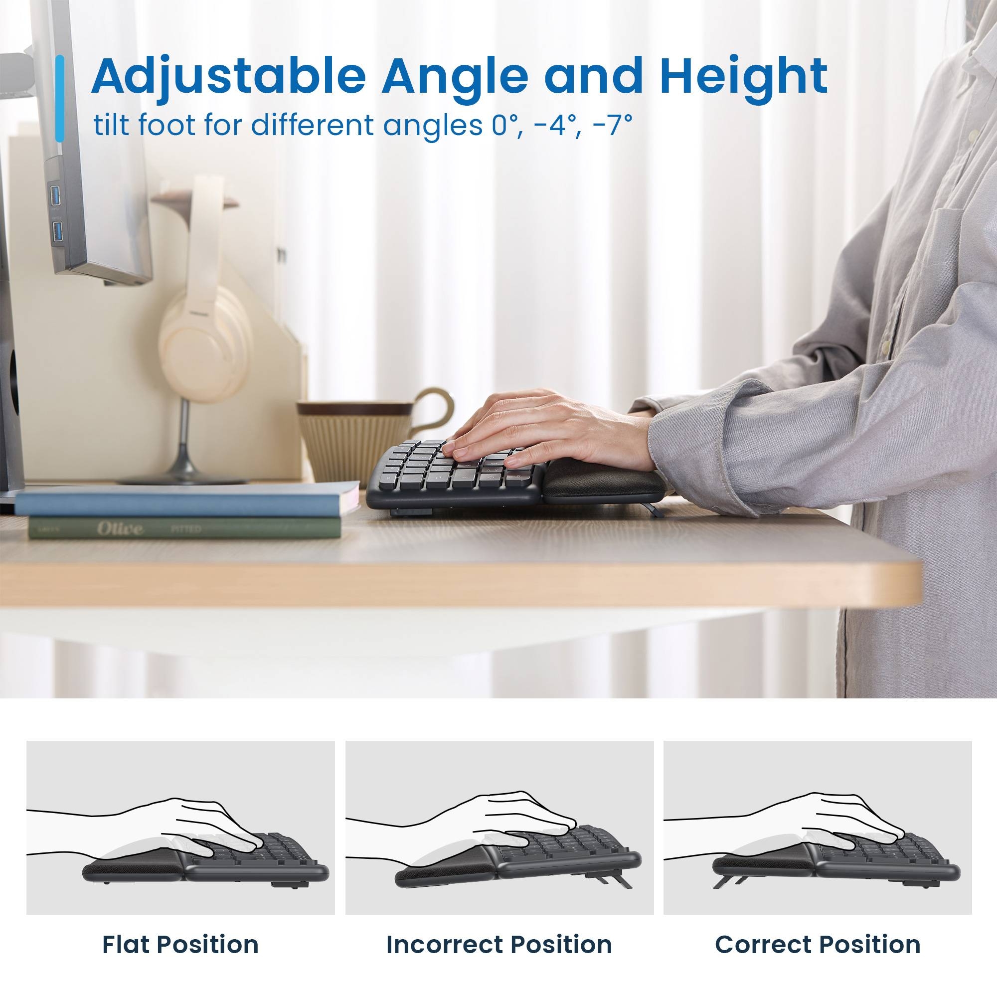 Teclado EWENT Wireless Ergonomic Preto – EW3290 | nanoChip