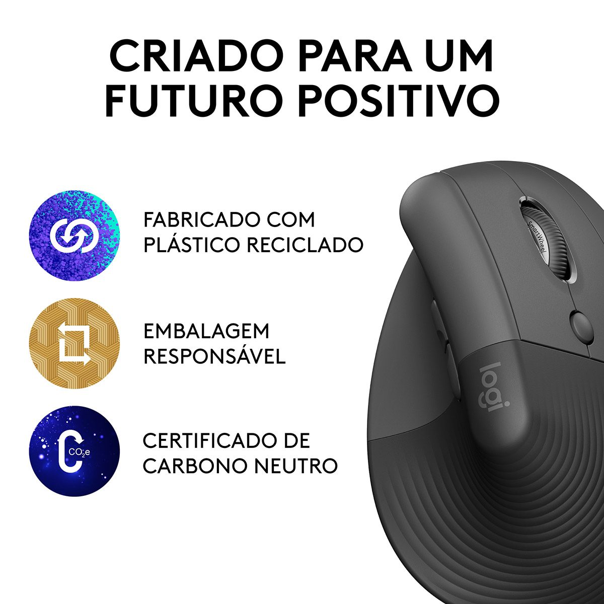Rato LOGITECH Lift Vertical Ergonomic Right Wireless/Bluetooth Graphite ...