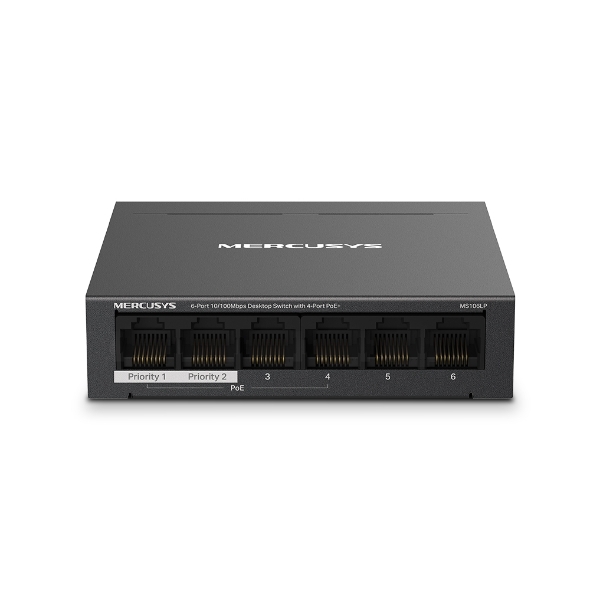 Switch MERCUSYS 6-Port 10/100 Mbps Desktop Switch with 4-Port PoE+ | nanoChip