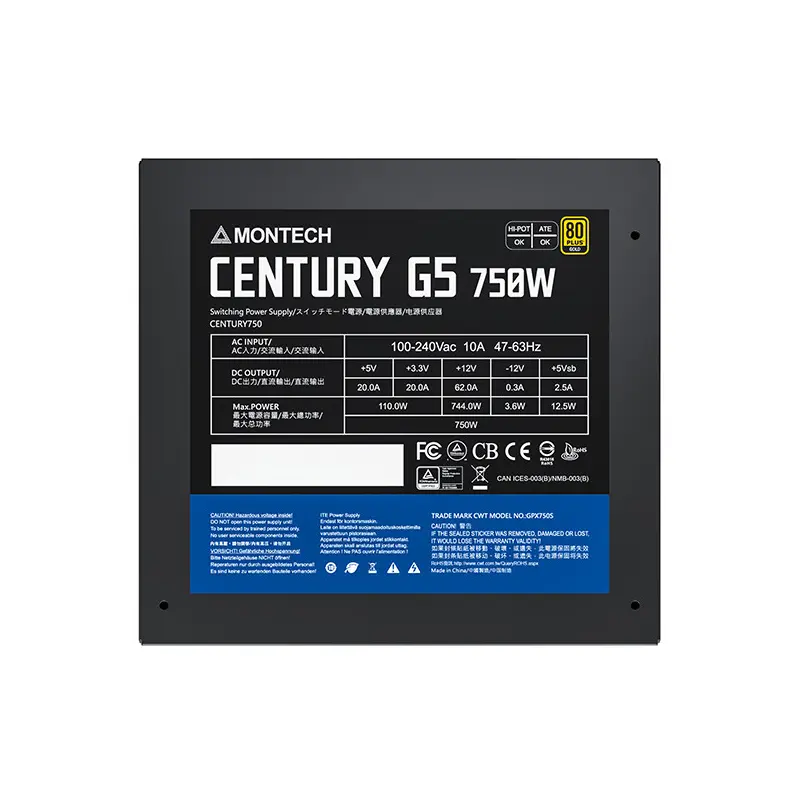 MONTECH Fonte Modular Century G5 750W 80 Plus Gold ATX 3.0 | nanoChip